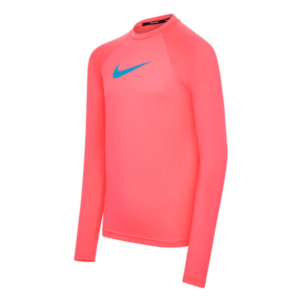 Nike Swim Girls' Swoosh Long Sleeve Hydroguard Rash Guard Sunset Pulse ...