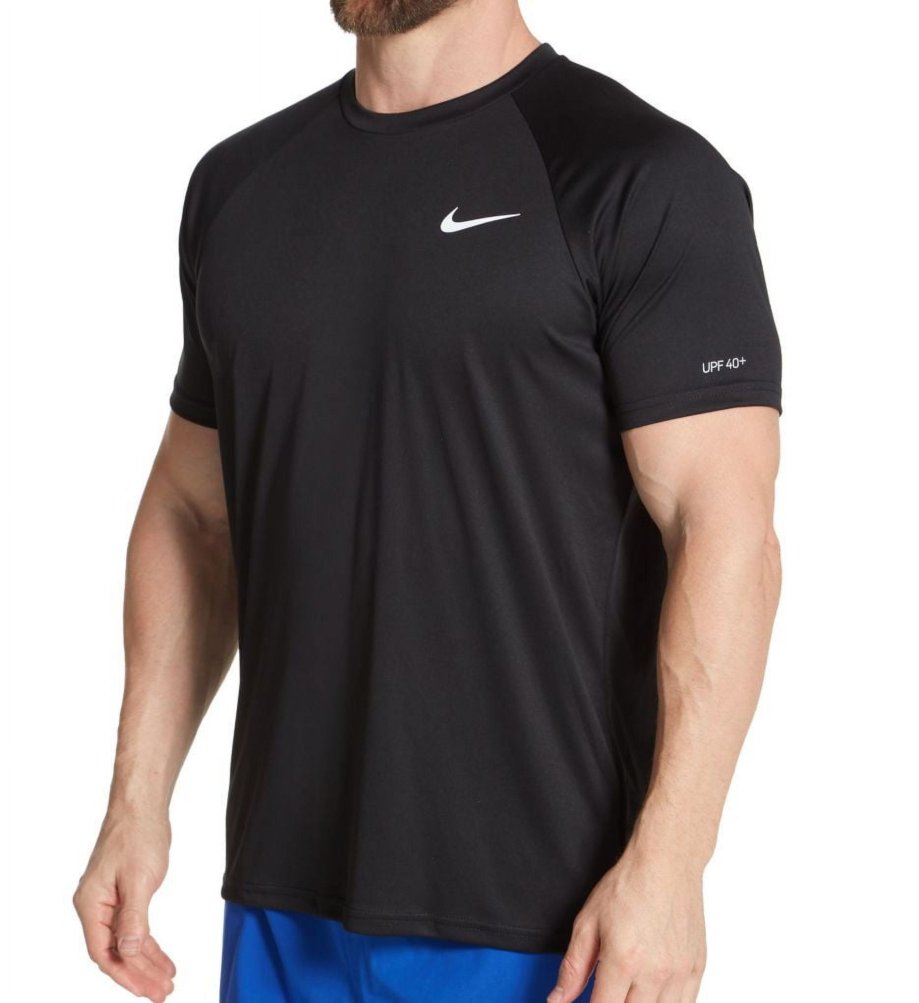 Nike Swim Men's Essential Short Sleeve Hydroguard Rash Guard Black ...