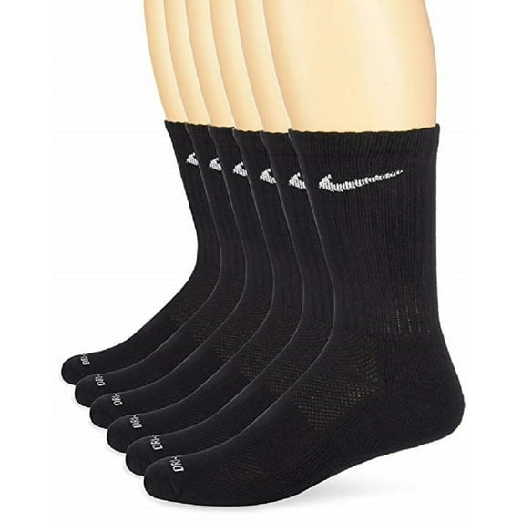 Nike Unisex Dri-FIT Cushioned Crew Training Socks (6 Pair), Black - Walmart.com