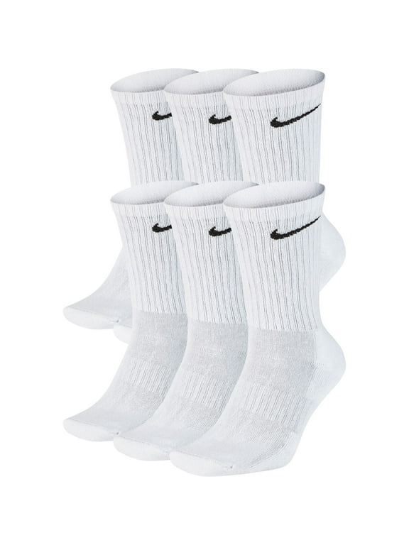 Nike DRI-FIT Unisex Everyday Cotton Cushioned Ankle Crew Training Socks, White (6 Pairs ...