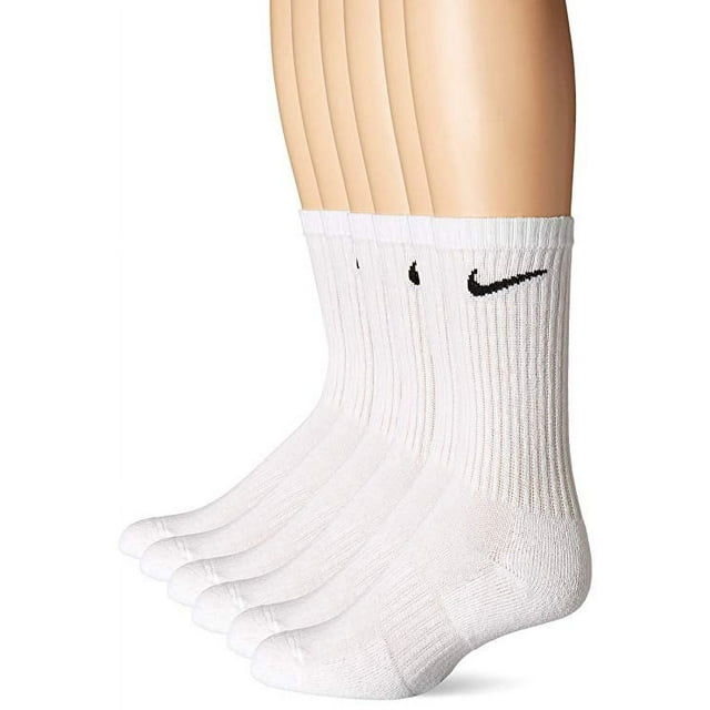 Nike DRI-FIT Unisex Everyday Cotton Cushioned Ankle Crew Training Socks, White (6 Pairs ...