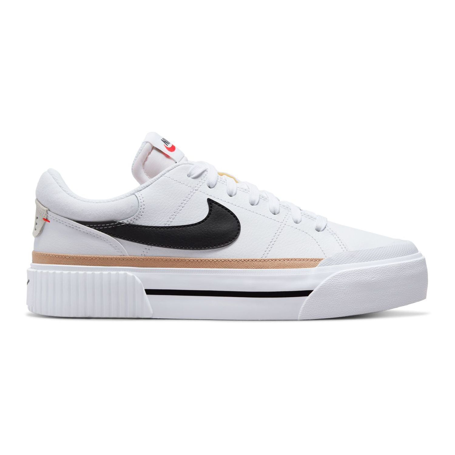 Nike Women's Court Legacy Lift Sneaker, White Black Hemp Team Orange ...