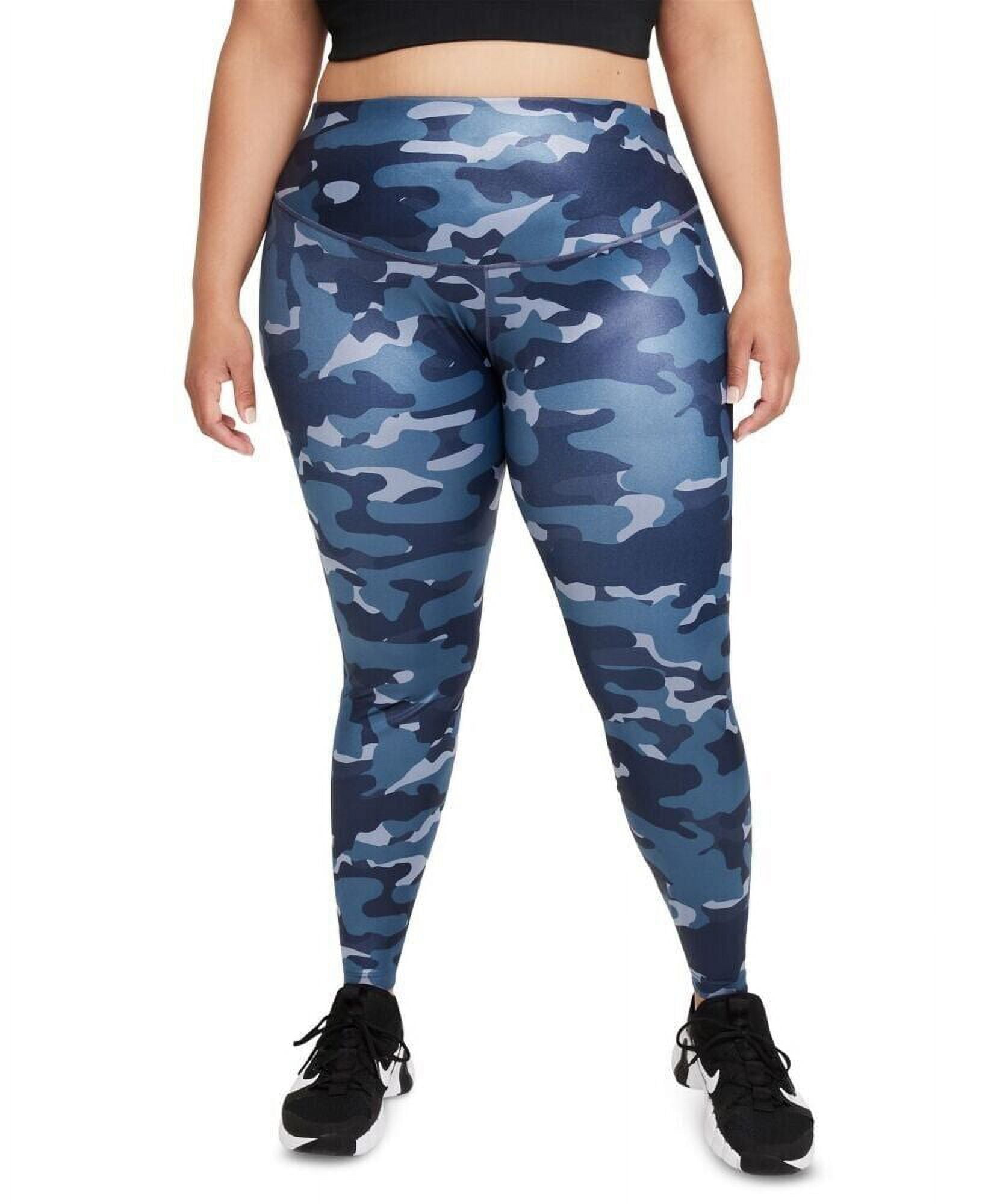 Nike Women's Dri Fit Mid Rise Camo Print Leggings Blue Size 2X ...
