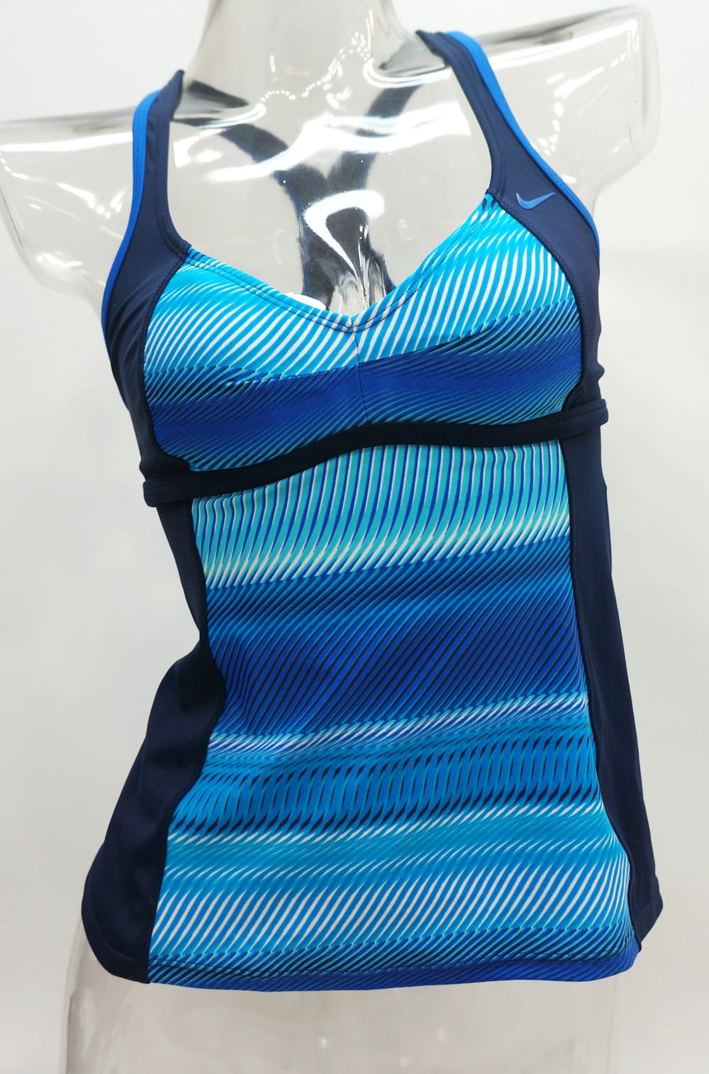 Nike Blue Striped Racerback Tankini Top Swimwear Women's Small ...