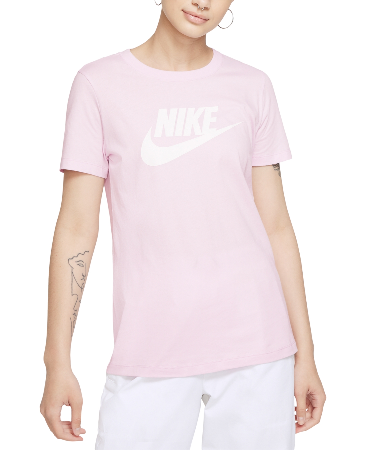 Nike Women's Sportswear Cotton Logo T-Shirt Pink Size X-Small - Walmart.com