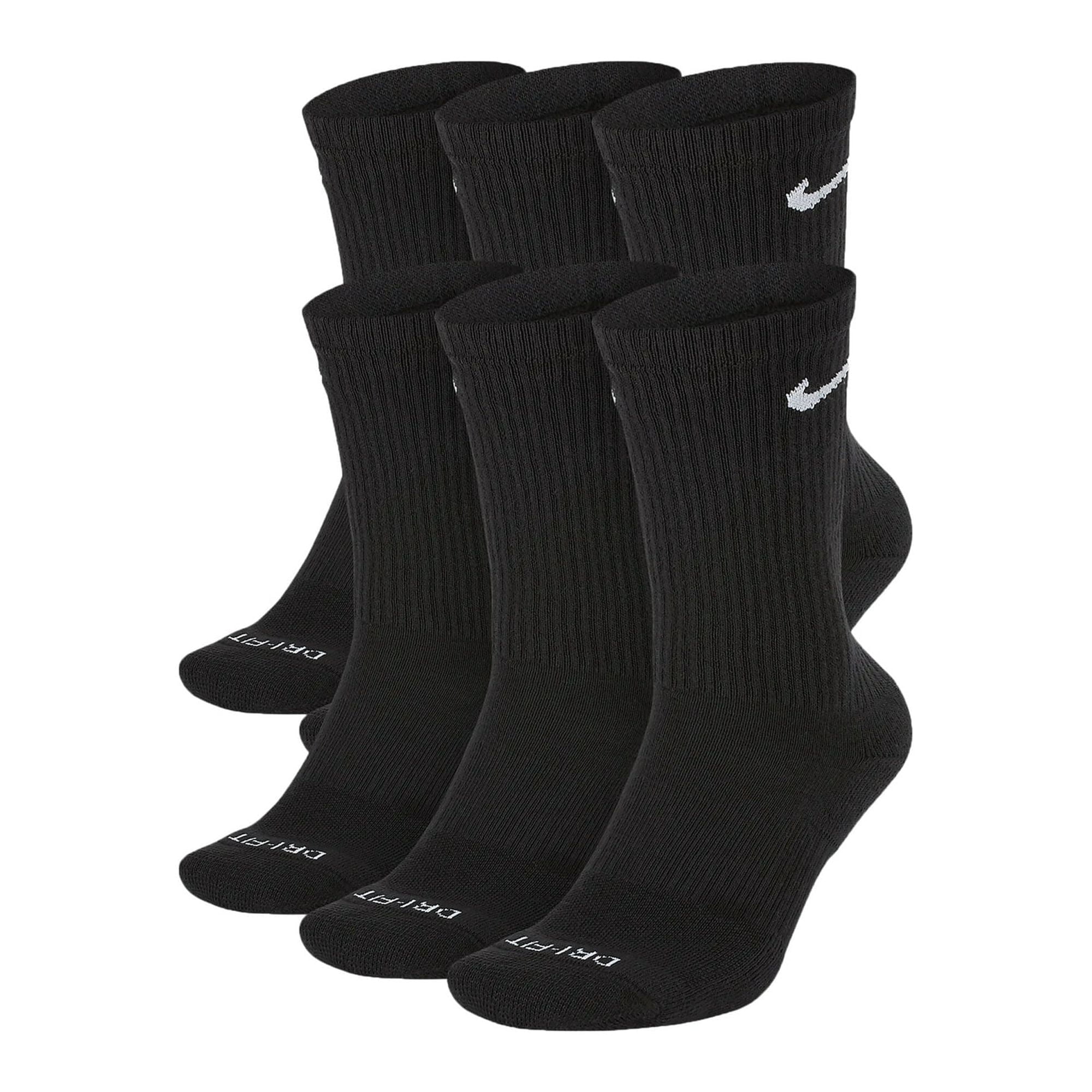Nike DRI-FIT Everyday Plus Cushioned Crew Training Socks, Black Size ...