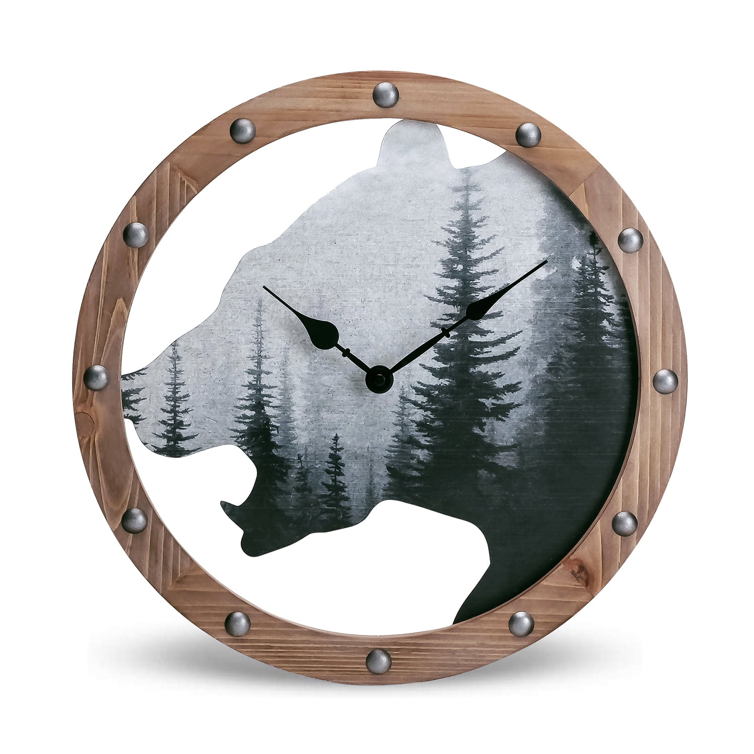 Nikky Home Forest Bear 14.88" Wood Wall Clock,Slient Movement - Walmart.com