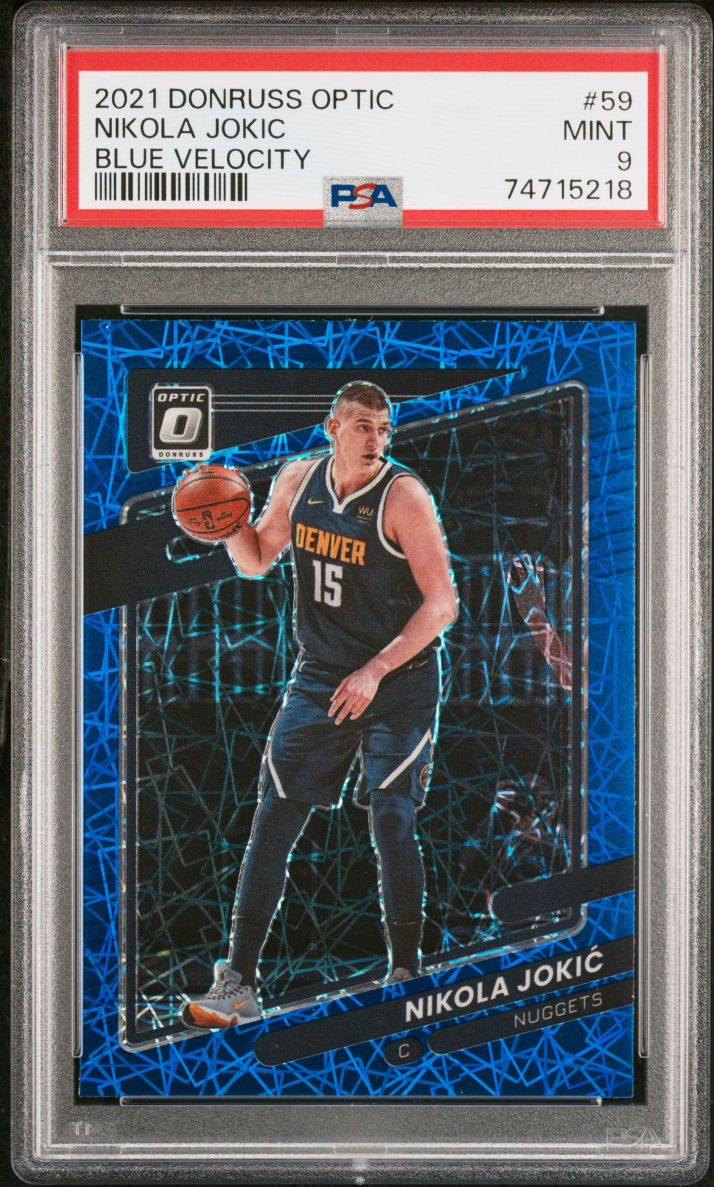 Nikola Jokic 2021 Panini Donruss Optic Blue Velocity Card #59 Graded ...