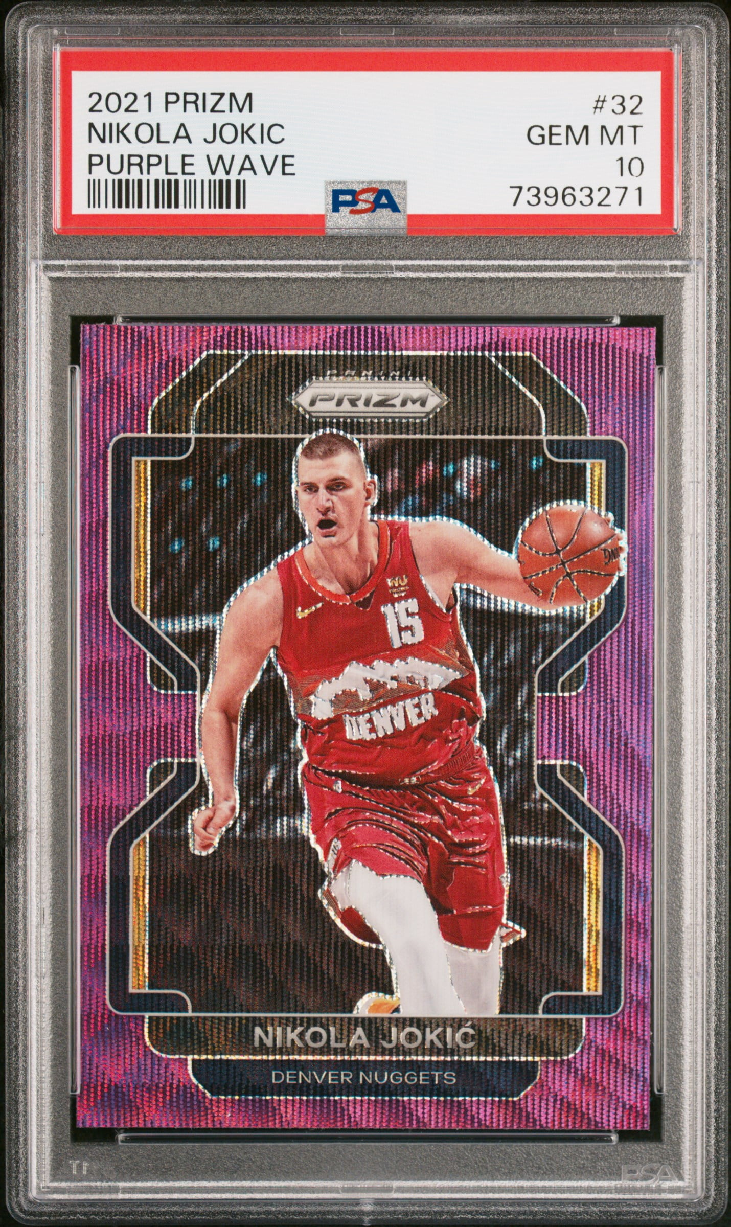 Nikola Jokic 2021 Panini Prizm Purple Wave Basketball Card #32 Graded ...