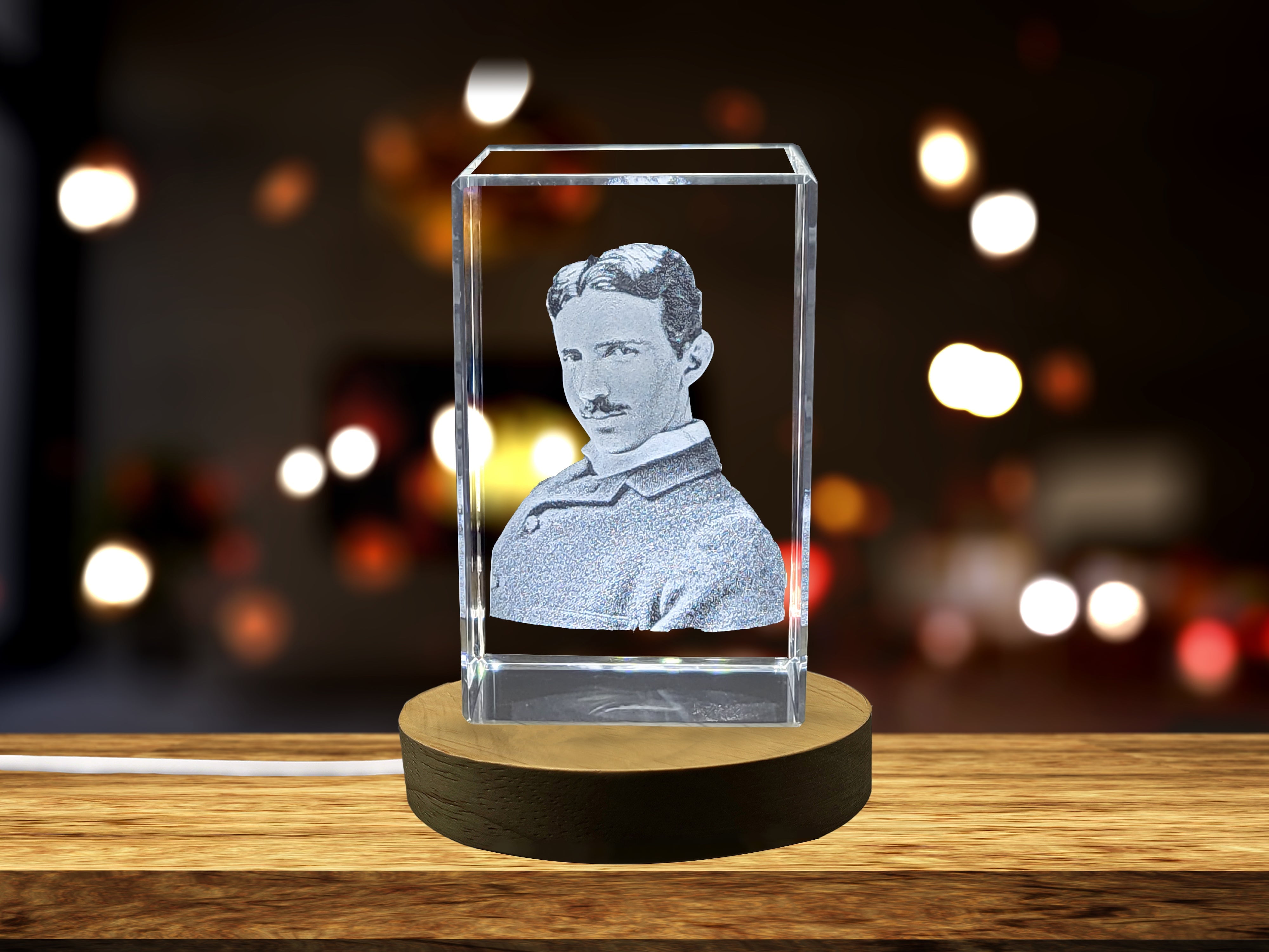 Nikola Tesla Engraved Crystal Sculpture, Unique Tesla Invention Gift ...