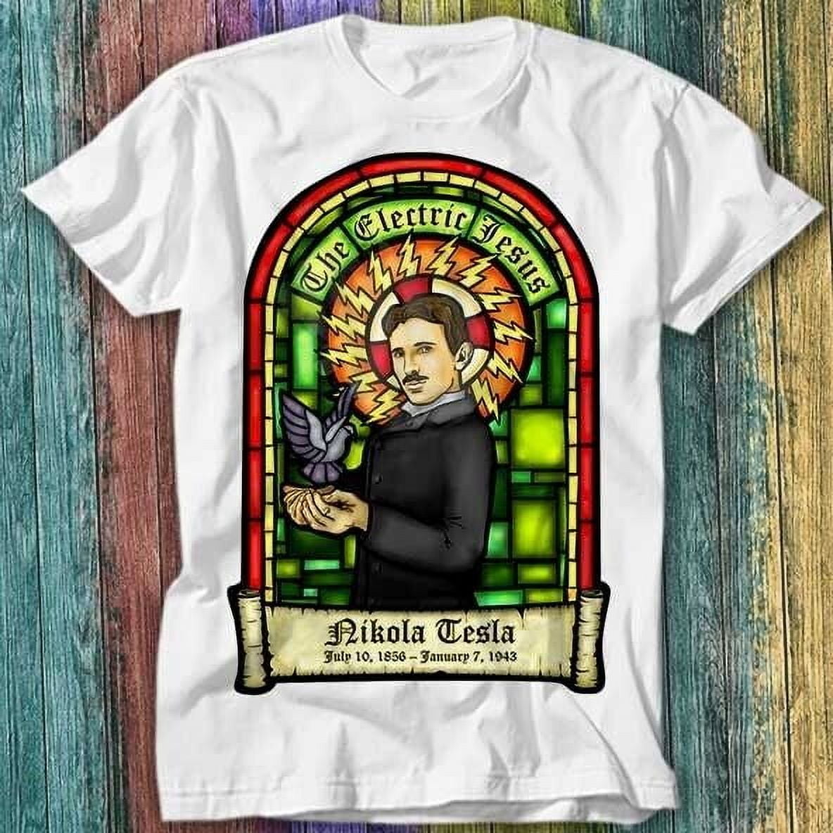 Nikola Tesla Jesus Portrait Inventor Electric Tarot Reading T Shirt Top ...