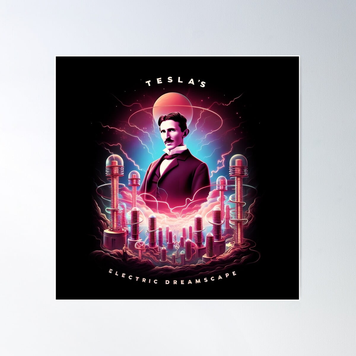 Nikola Tesla'S Electric Dreamscape Poster Wall Art, Modern Wall Decor ...