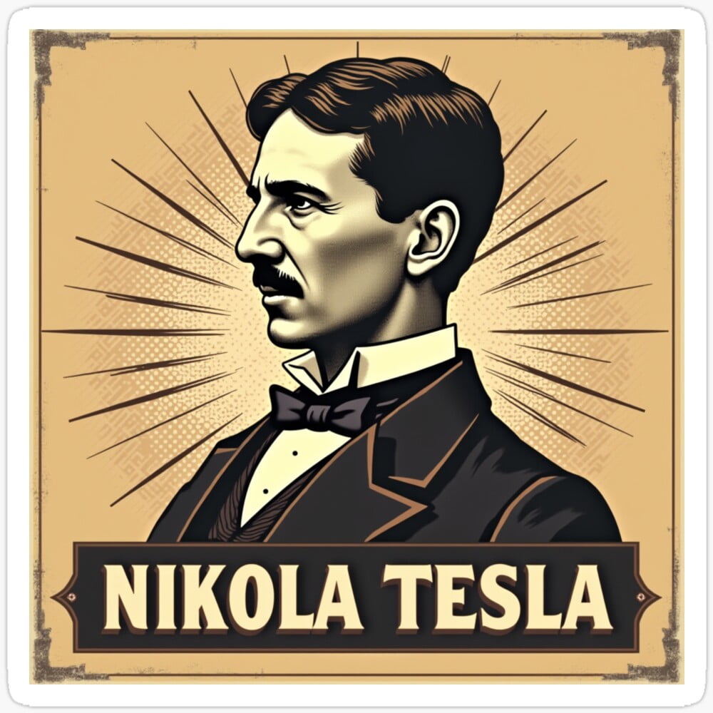 Nikola Tesla Vintage Poster Retro Science Tribute Sticker Phone Decal ...