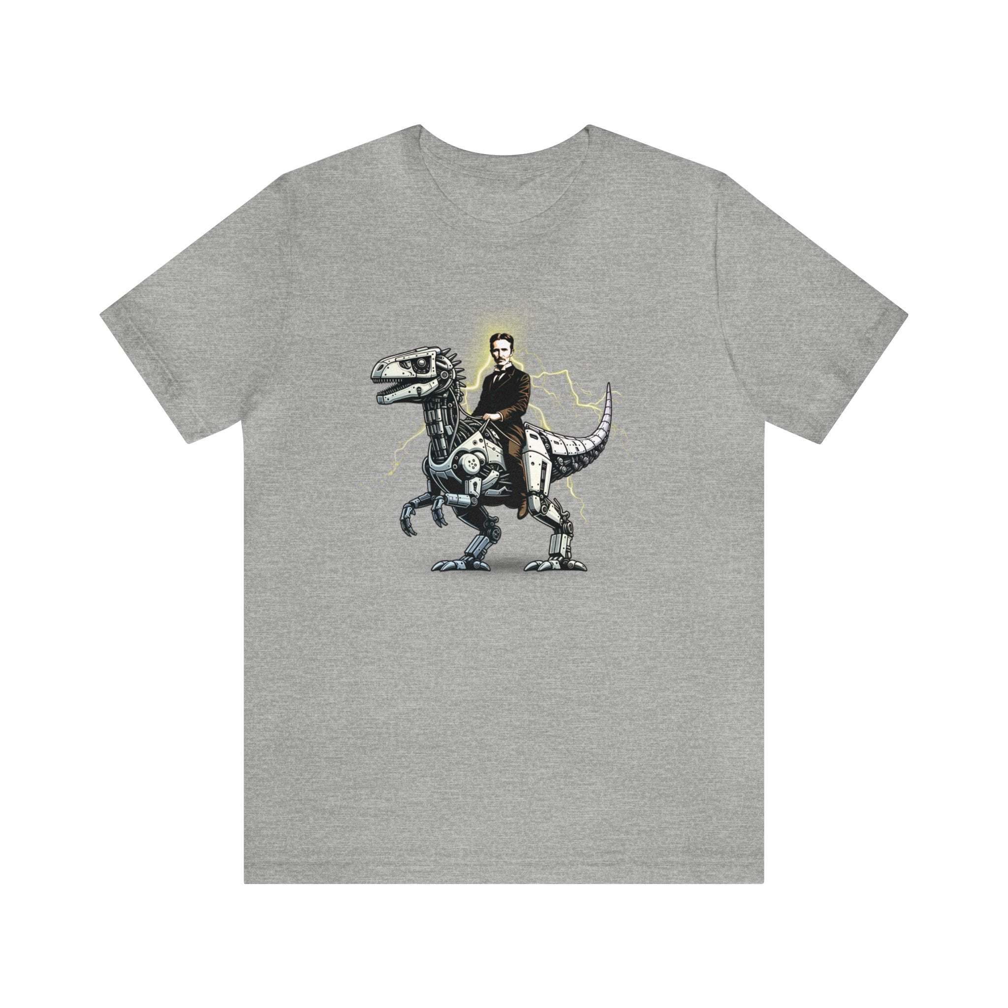 Nikola Tesla on a Robot Dinosaur Shirt, Gift for a Science Teacher ...