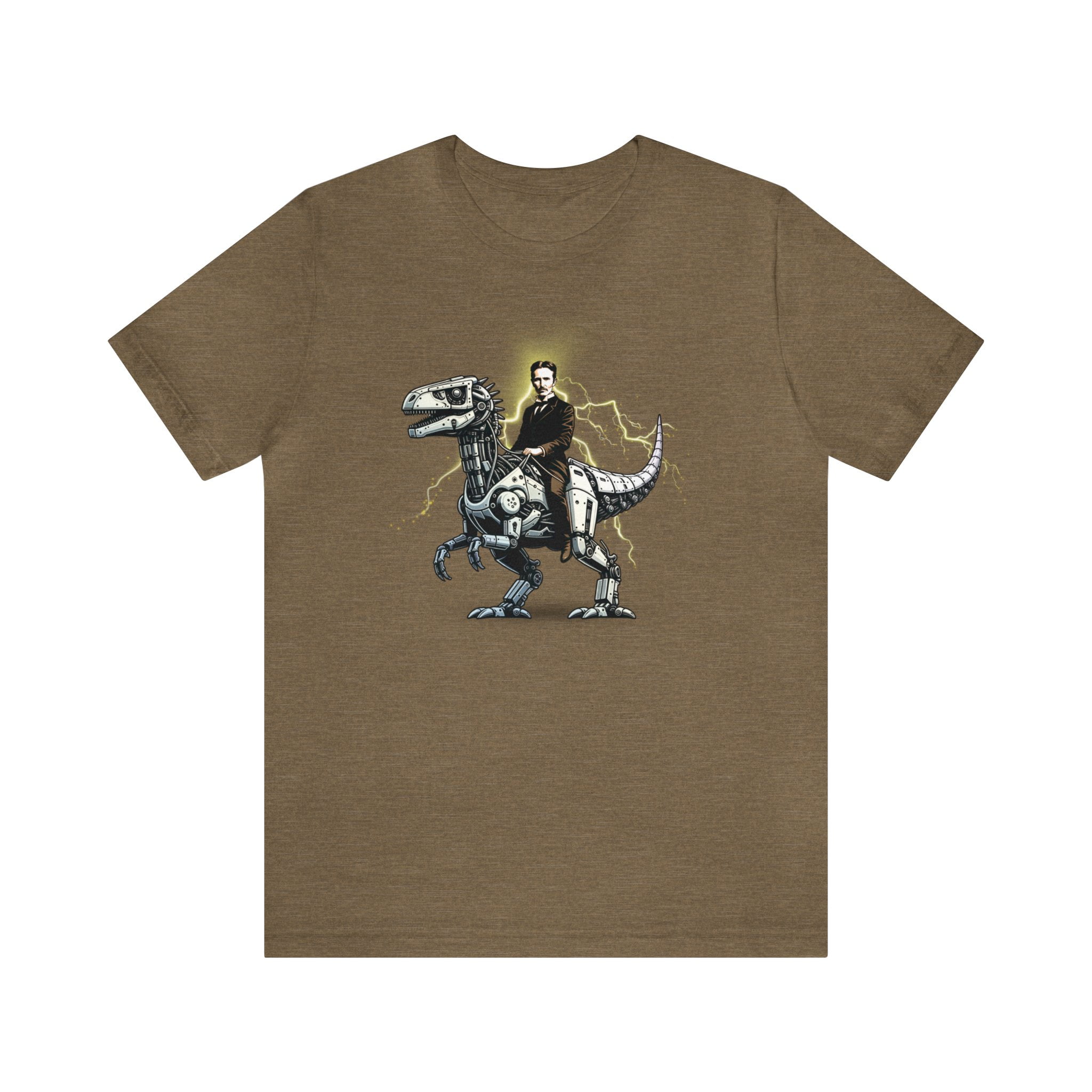 Nikola Tesla on a Robot Dinosaur Shirt, Gift for a Science Teacher ...