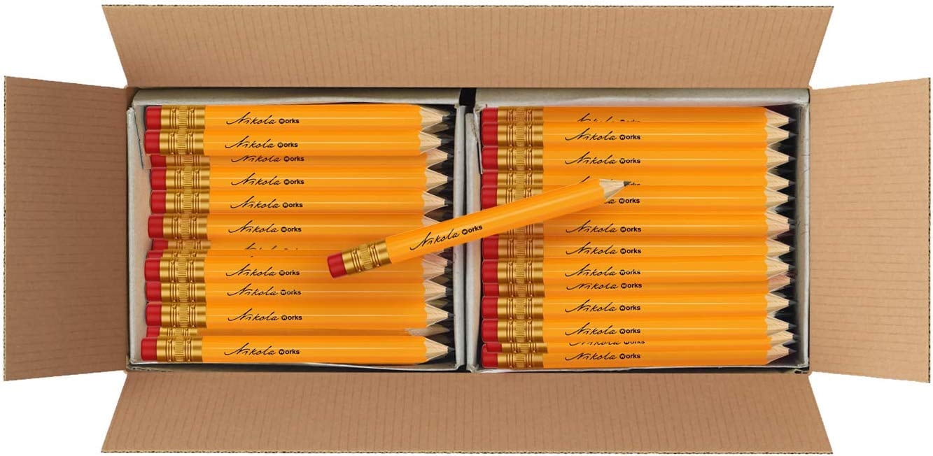 Nikola Works Mini Golf Pencils Pre-Sharpened with Erasers, #2 HB ...