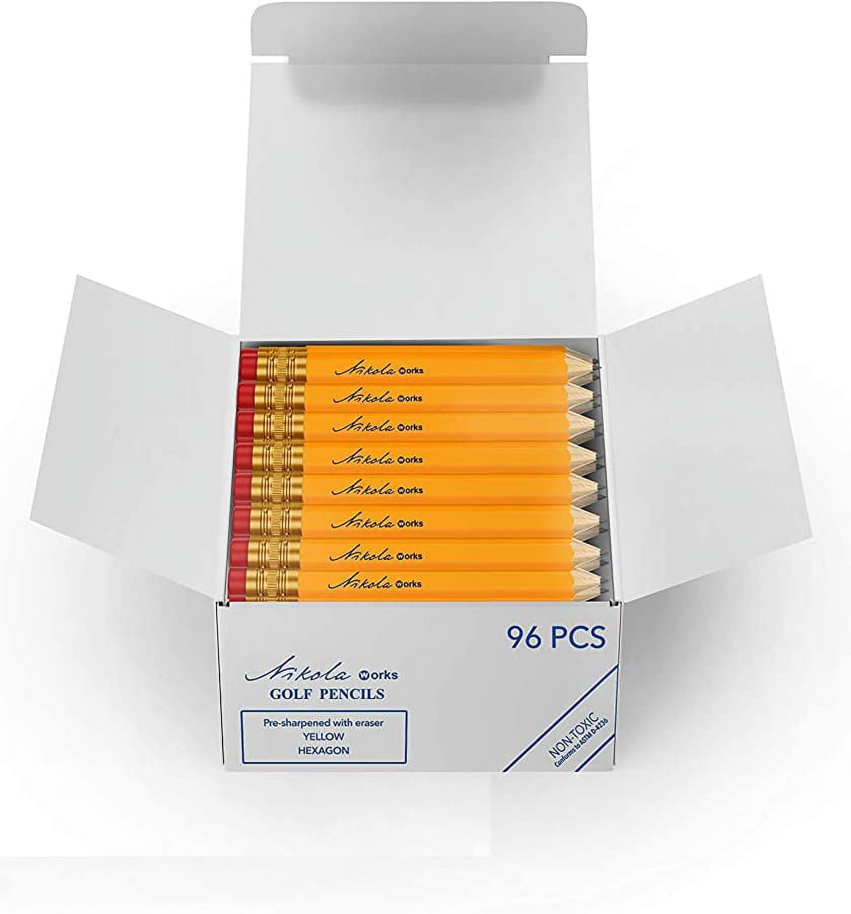 Nikola Works Mini Golf Pre-Sharpened #2 HB Pencils without Eraser, 96 ...
