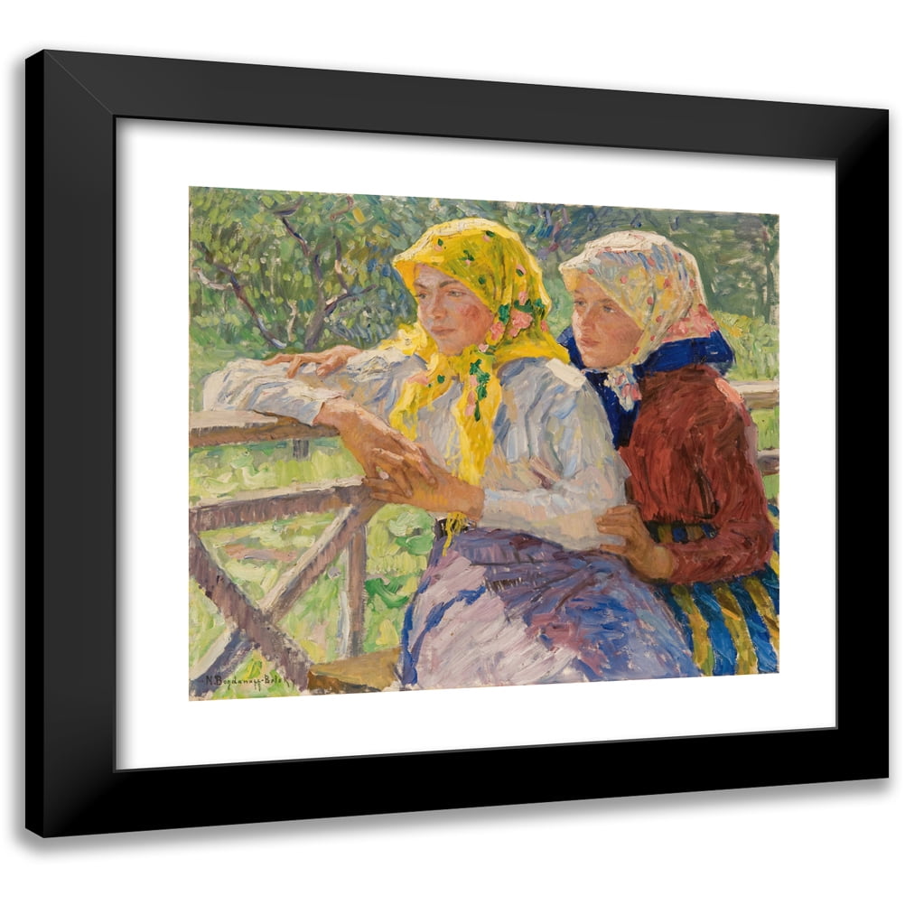 Nikolai Bogdanov-Belsky 22x20 Black Modern Framed Museum Art Print Titled - Latgalian Girls ...