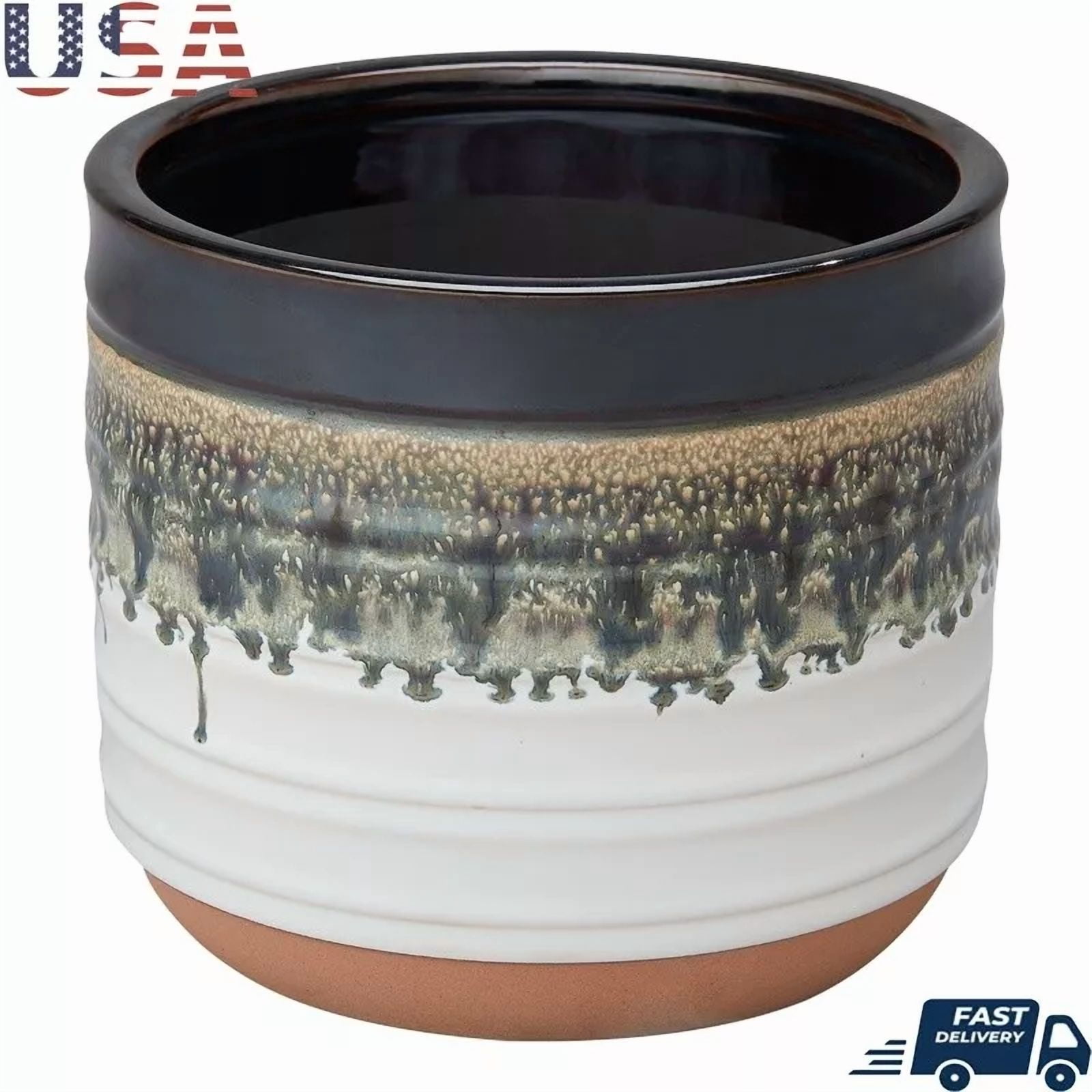 Nikolaos 6In Ceramic Planter Round W/ Drainage Hole Indoor Outdoor ...