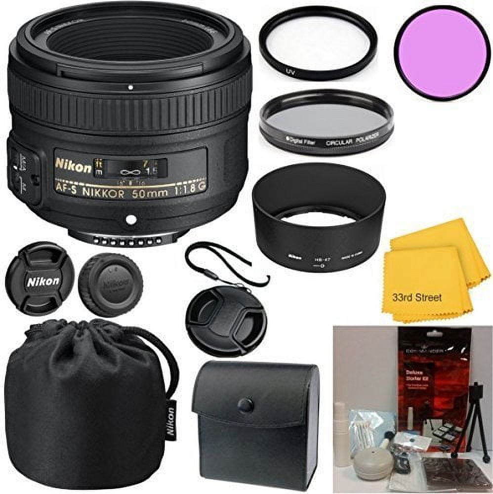 Electronics World Nikon 50mm f/1.8G AF-S NIKKOR FX Lens Bundle, Compact ...