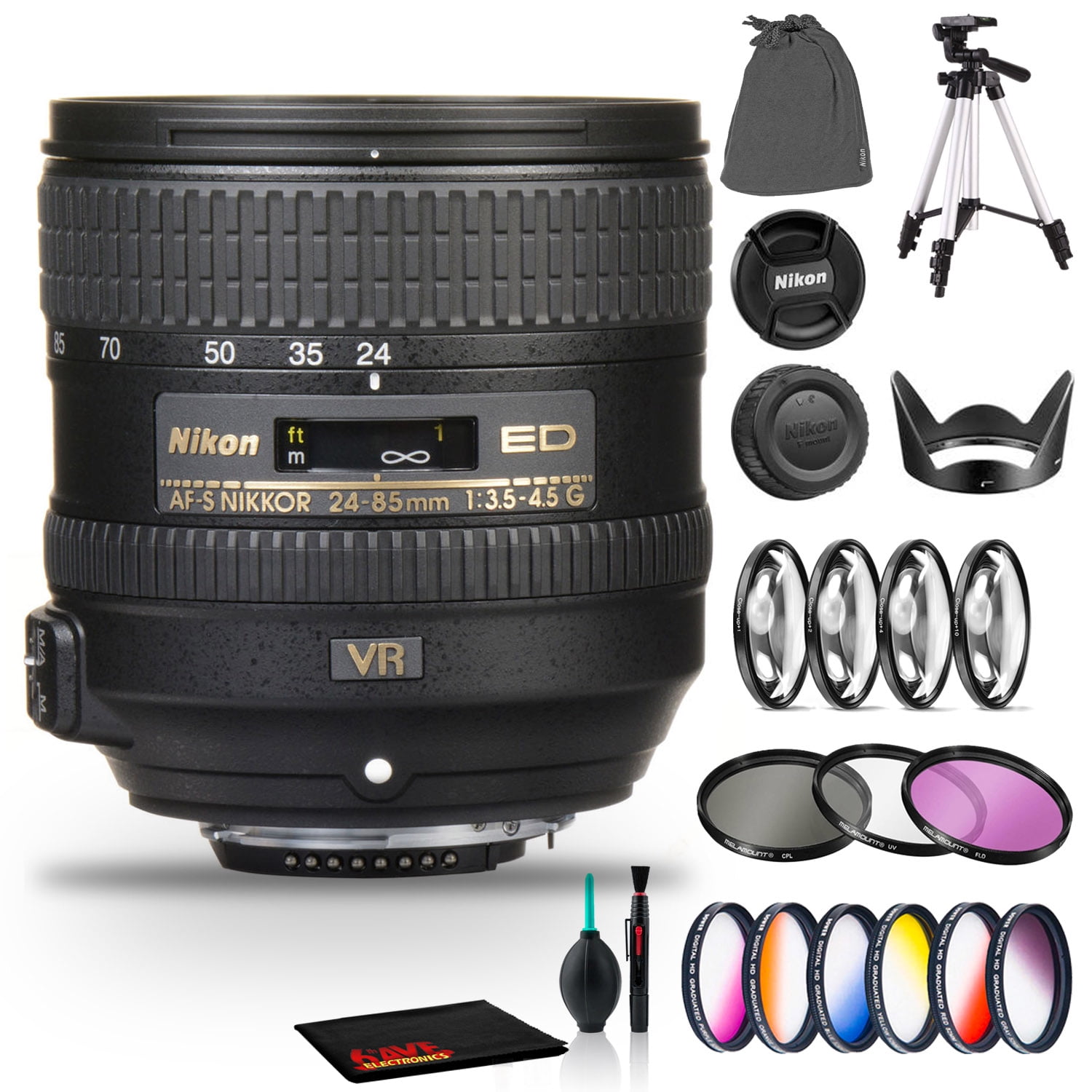Nikon AF-S NIKKOR 24-85mm f/3.5-4.5G ED VR Lens Includes Filter Kits ...