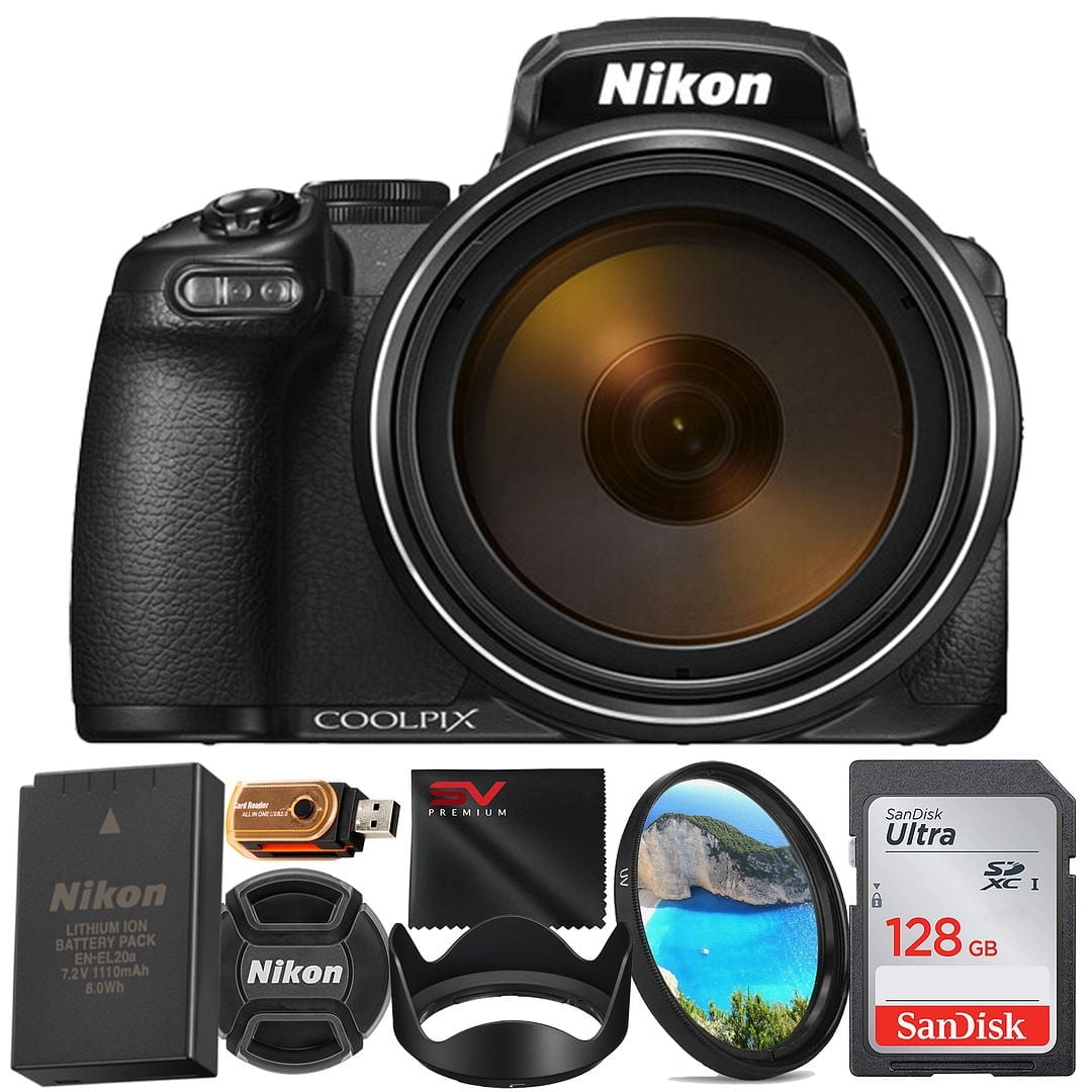 Nikon COOLPIX P1100 125x Super Zoom Compact Digital Camera + SanDisk 128GB Memory Card ...