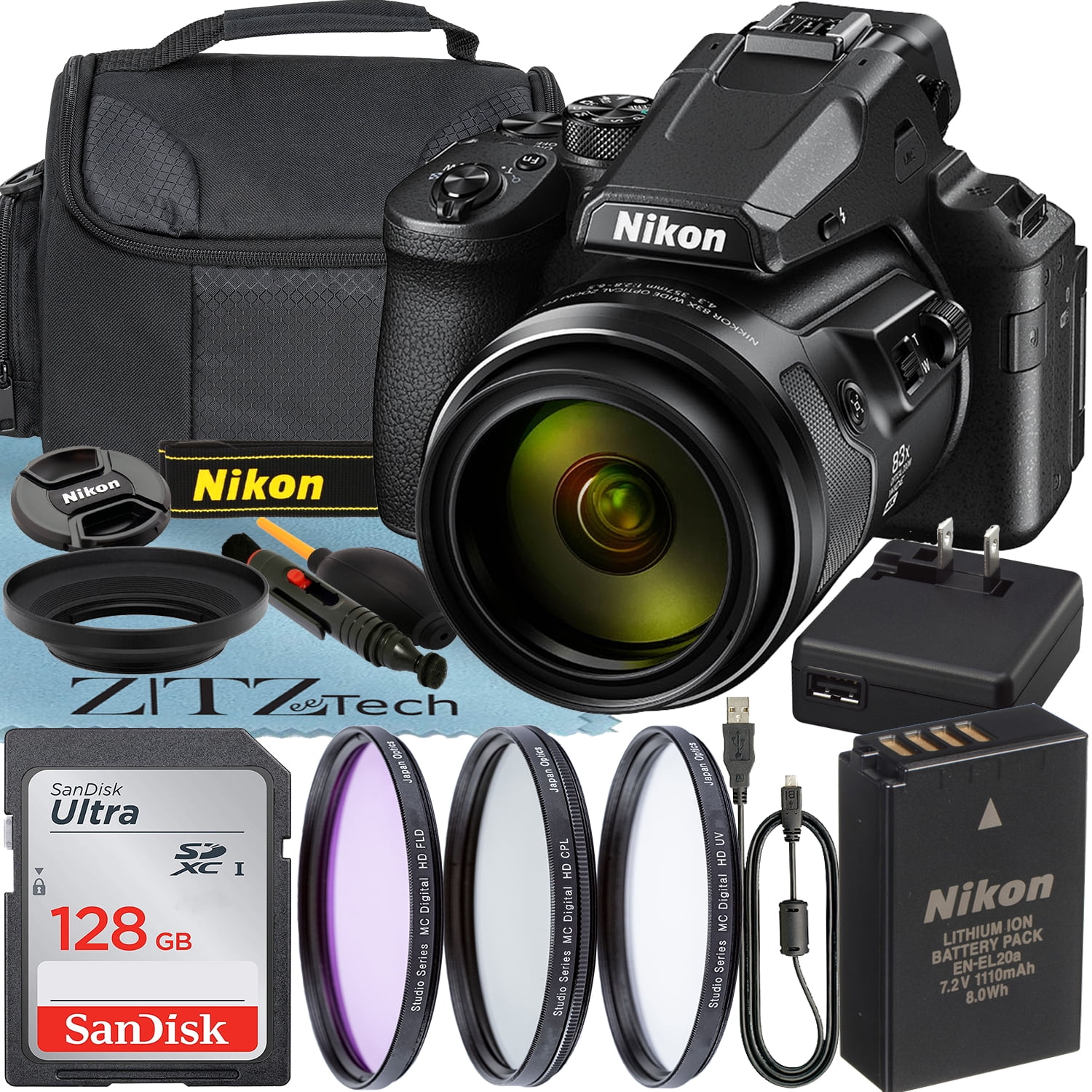 Nikon COOLPIX P950 Digital Camera with 83x Zoom Lens, 128GB Memory Card ...