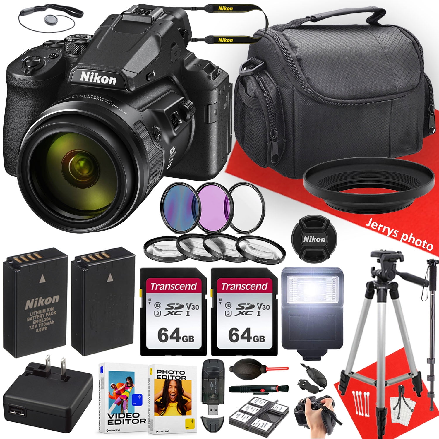 Nikon COOLPIX P950 Camera, 24-2000mm Lens, 64GB Memory(2pcs), Extra ...