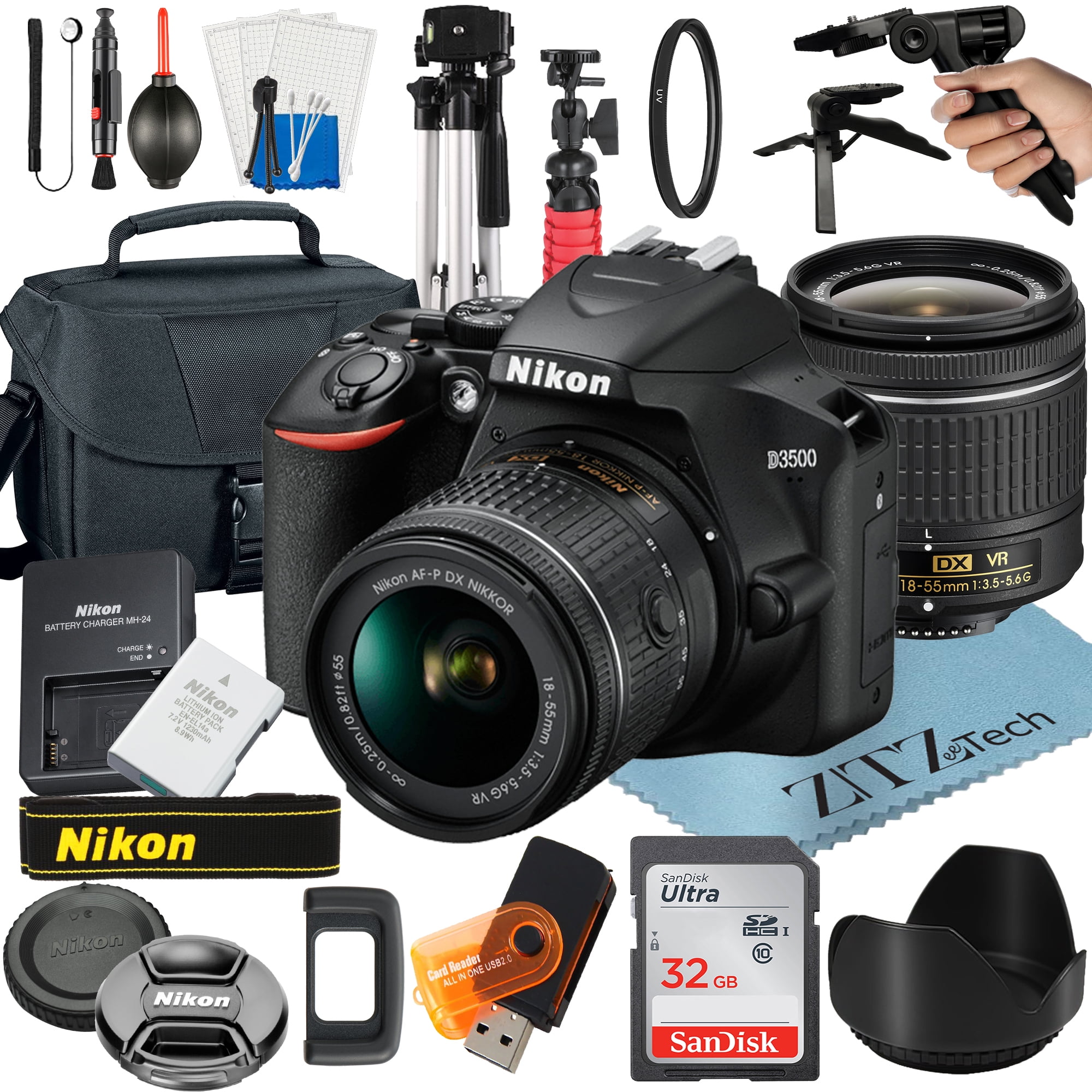 Nikon D3500 DSLR Camera Bundle with NIKKOR 18-55mm Zoom Lens + 32GB ...