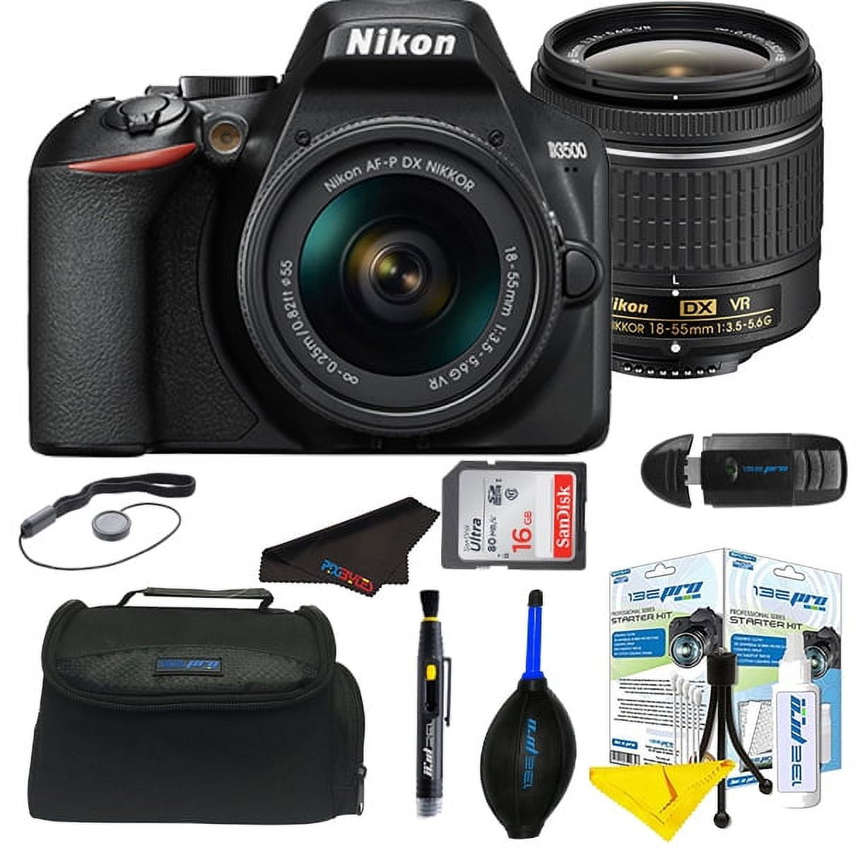 Nikon D3500 W/ AF-P DX NIKKOR 18-55mm f/3.5-5.6G VR Black + PIXI ...