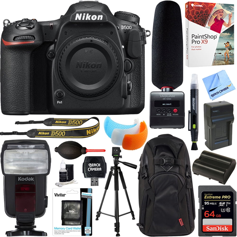 nikon d500 20.9 mp cmos dx format digital slr camera body + tascam dr ...