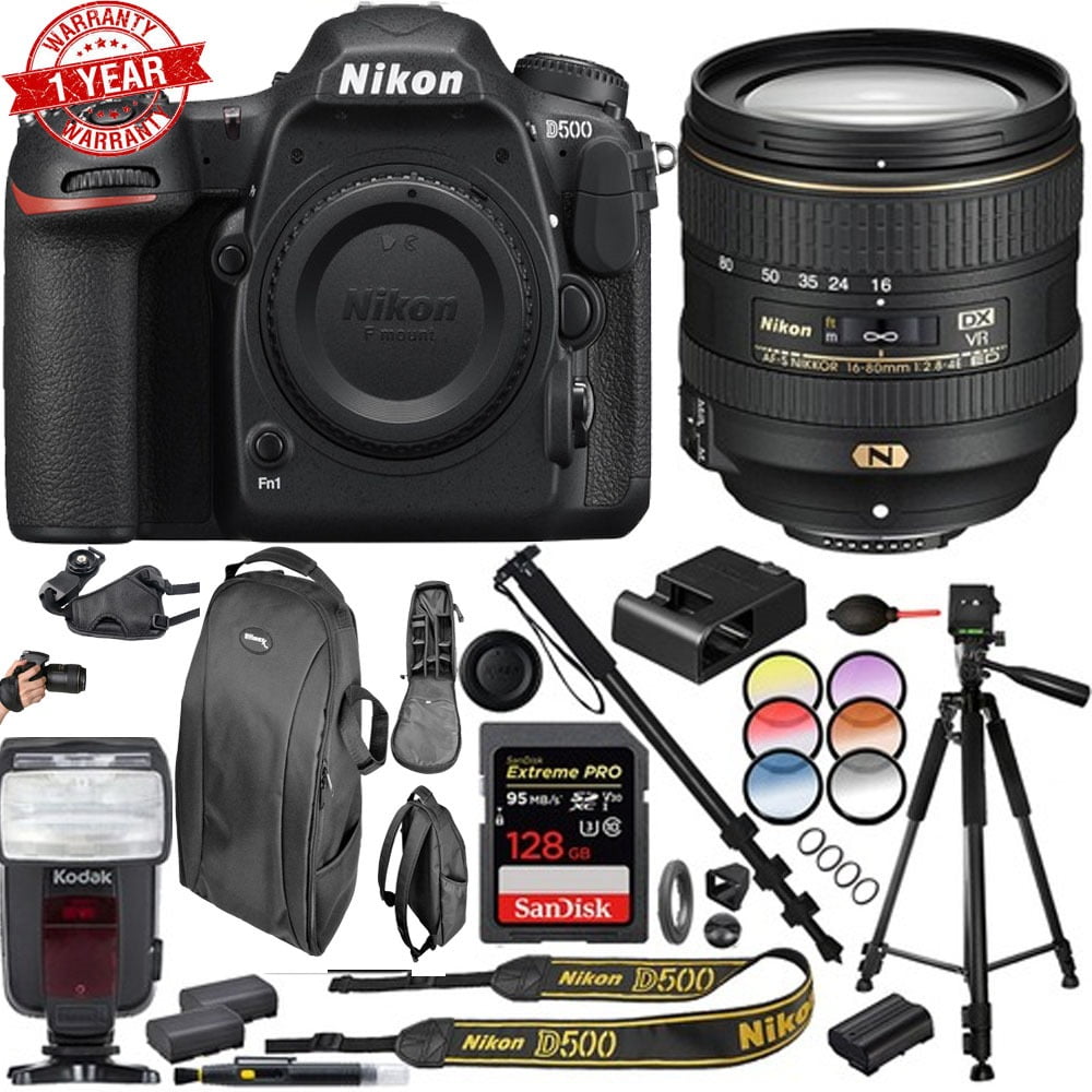 Nikon D500 20.9 MP CMOS DX Format SLR Camera 16-80mm VR Lens 128GB ...
