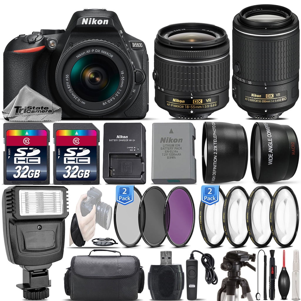 Nikon D5600 24.2MP DSLR Camera + 18-55mm VR Lens + 55-200mm VR II ...
