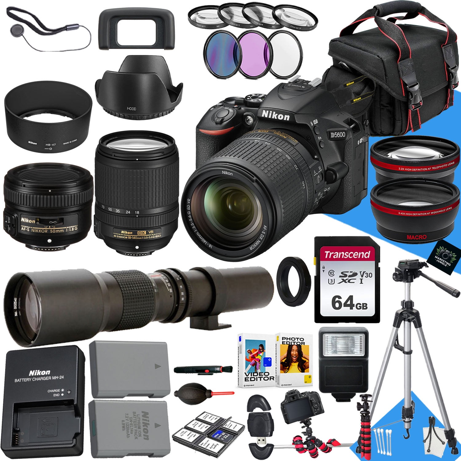 Nikon D5600 DSLR Camera with AF-S DX 18-140mm f/3.5-5.6G ED VR Lens, AF ...