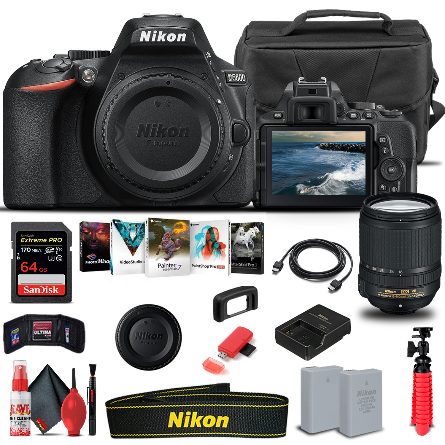 Nikon D5600 DSLR Camera W/ 18-55mm Lens 1576 - Advanced Bundle ...