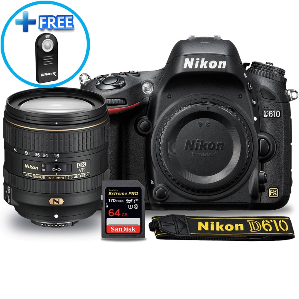 Nikon D610 Camera with 16-80mm f/2.8-4E ED VR Lens + SanDisk 64GB ...