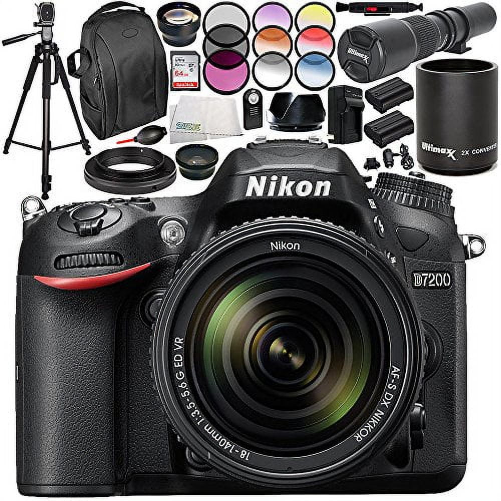 Nikon D7200 DSLR Camera with 18-140mm Lens 19PC Accessory Bundle ...
