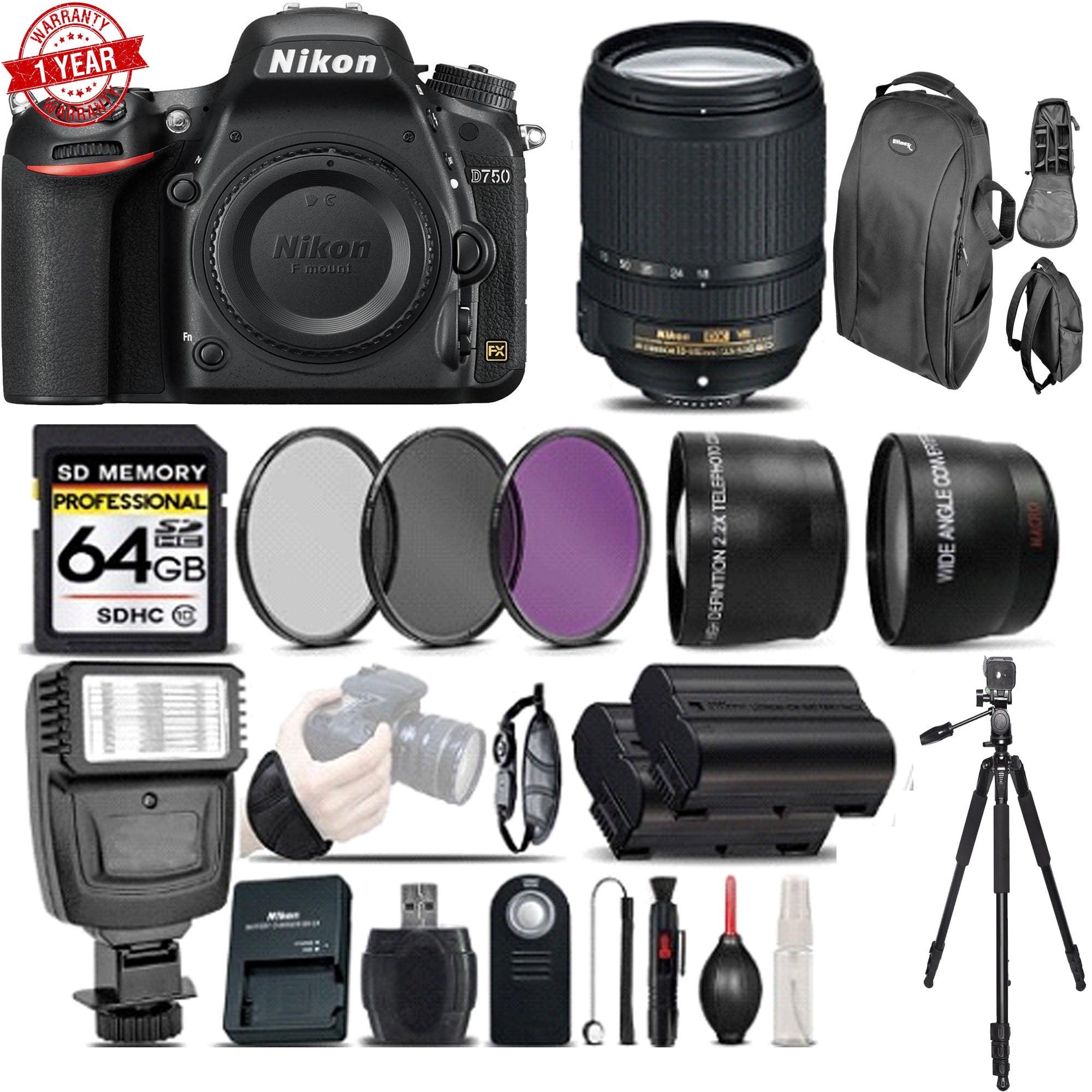 Nikon D750 DSLR Camera 24.3MP + Nikon 18-140mm VR Lens - Ultimate ...