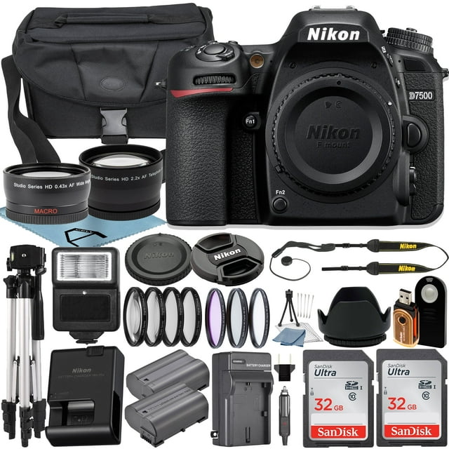 Nikon D7500 DSLR Camera Body with 2x 32GB SanDisk, Case, Tripod & More ...