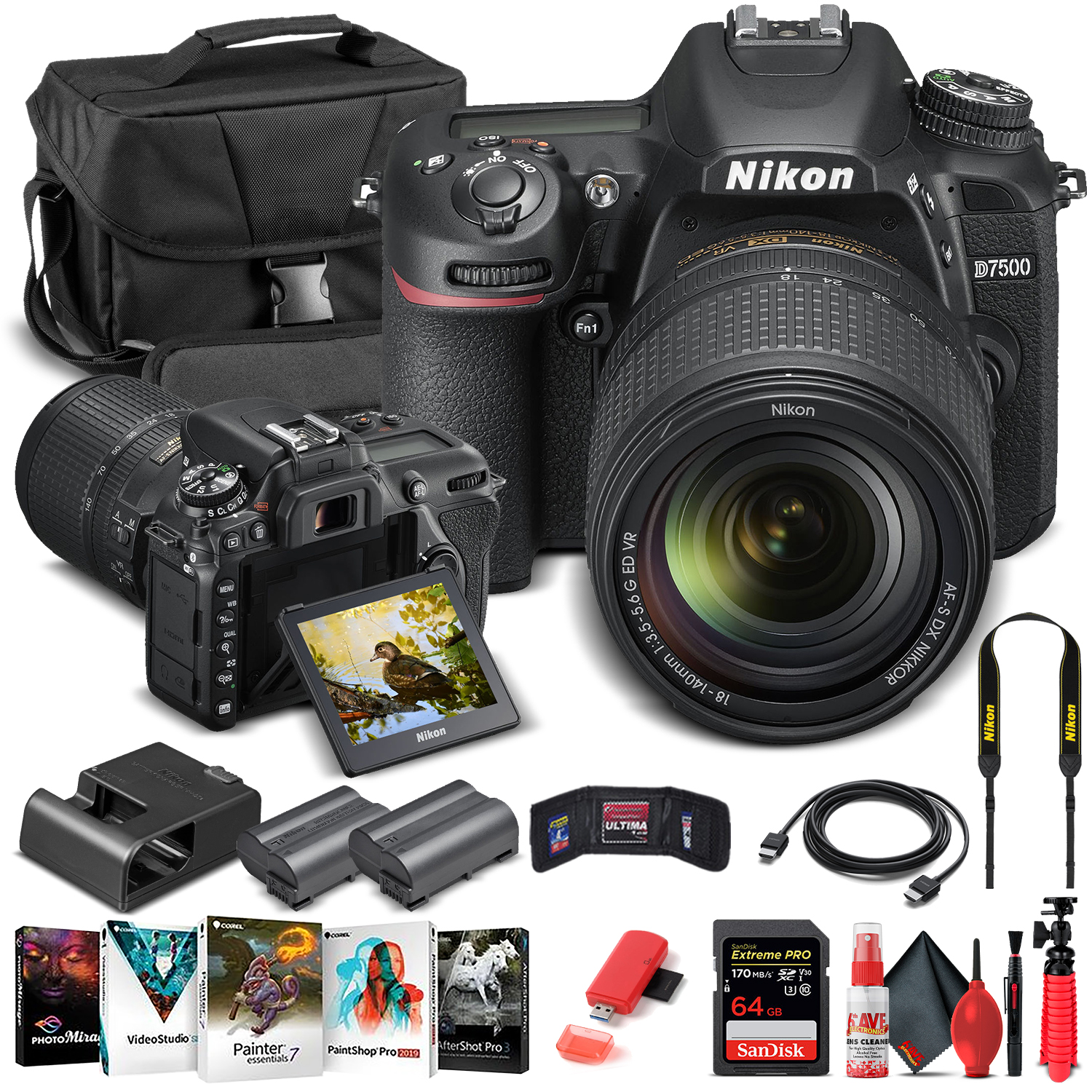 Nikon D7500 20.9MP DSLR Digital Camera W/ 18-55mm VR Lens and 70-300mm ...