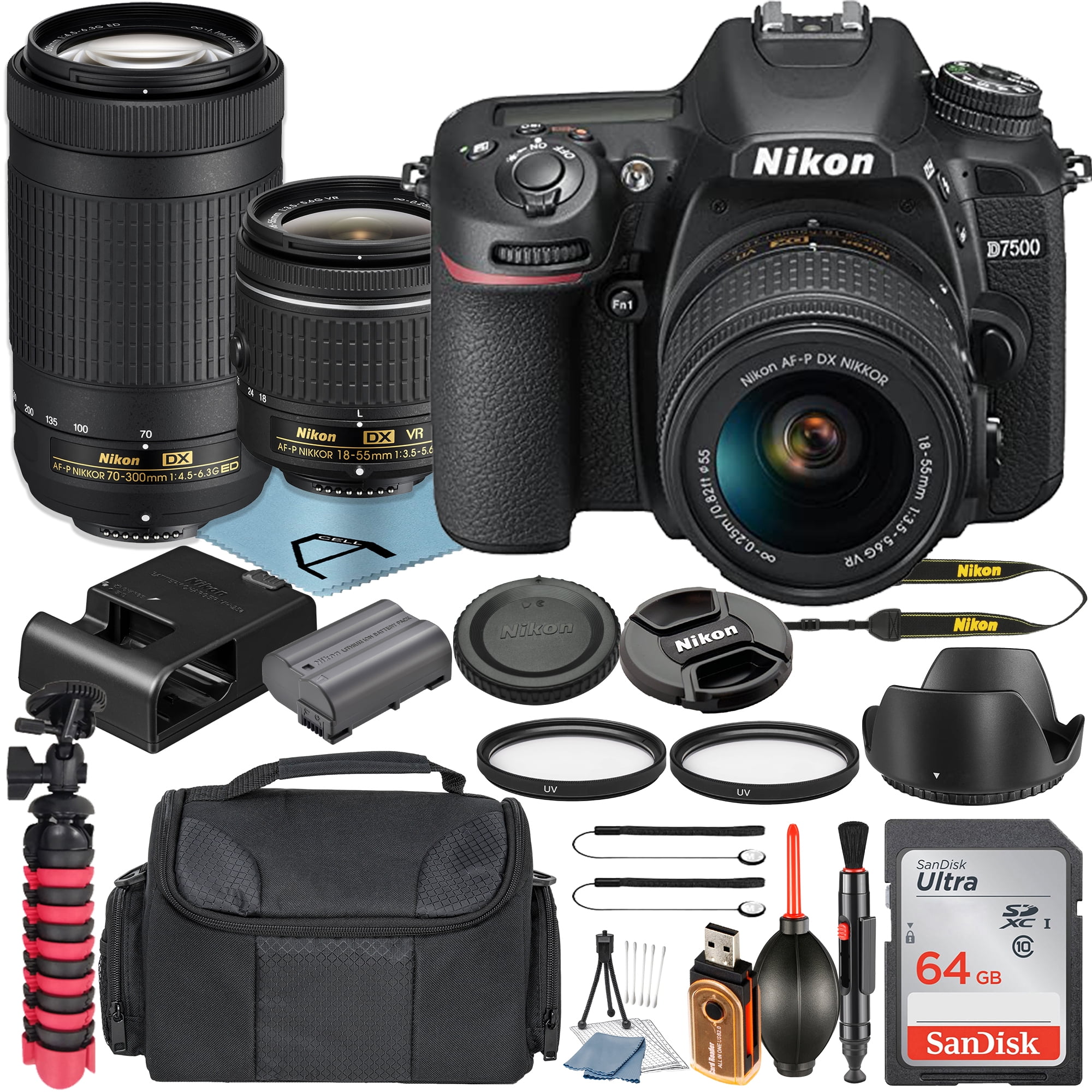 Professional Nikon D7500 DSLR Camera Kit with 18-55mm & 70-300mm Lens ...