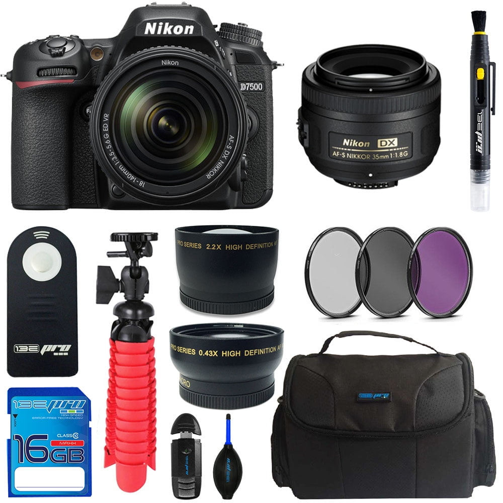 Professional Nikon D7500 DSLR Camera with 18-140mm & 35mm 1.8G Lenses ...