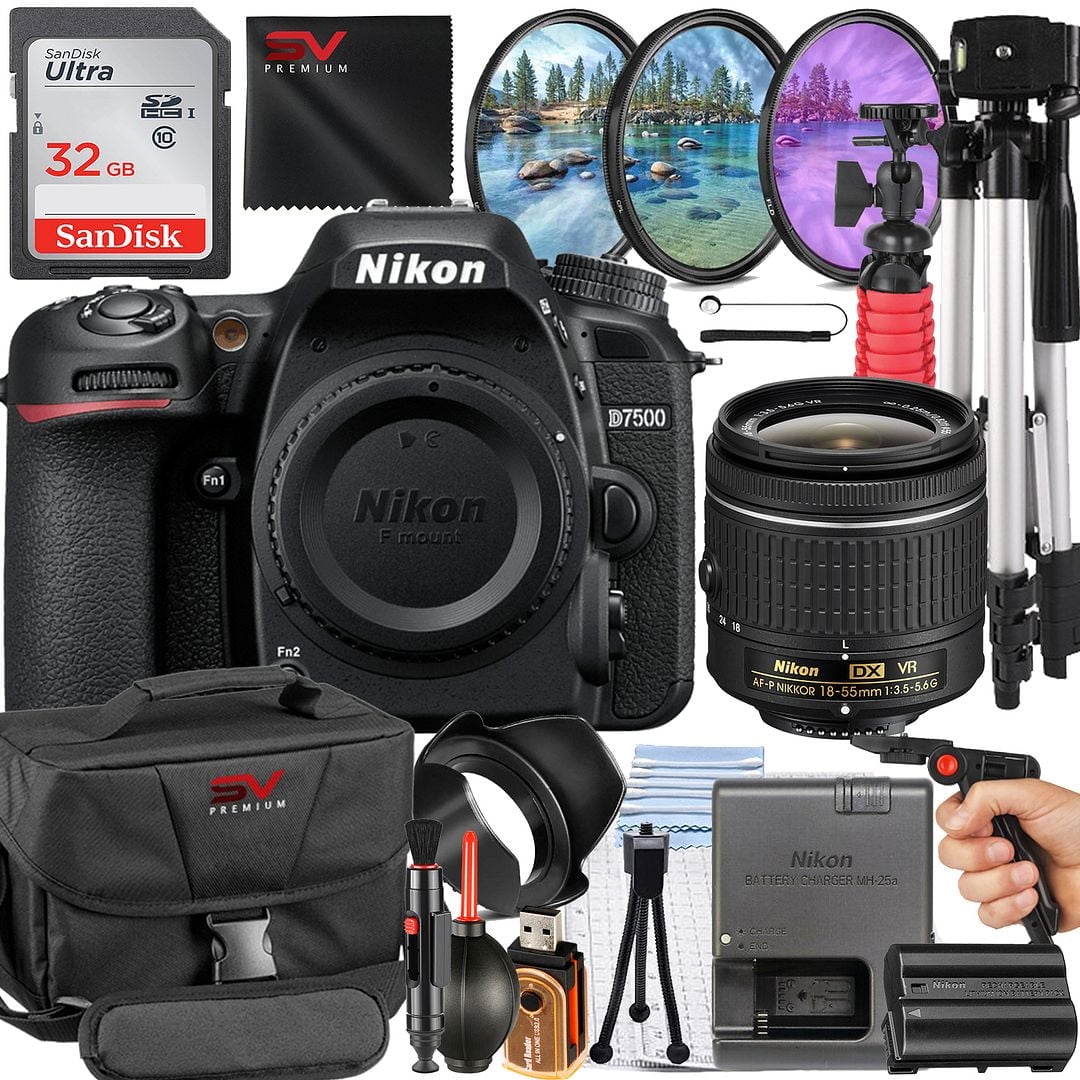 Nikon D7500 Mirrorless Camera with 18-55mm Lens + SanDisk 32GB Memory ...