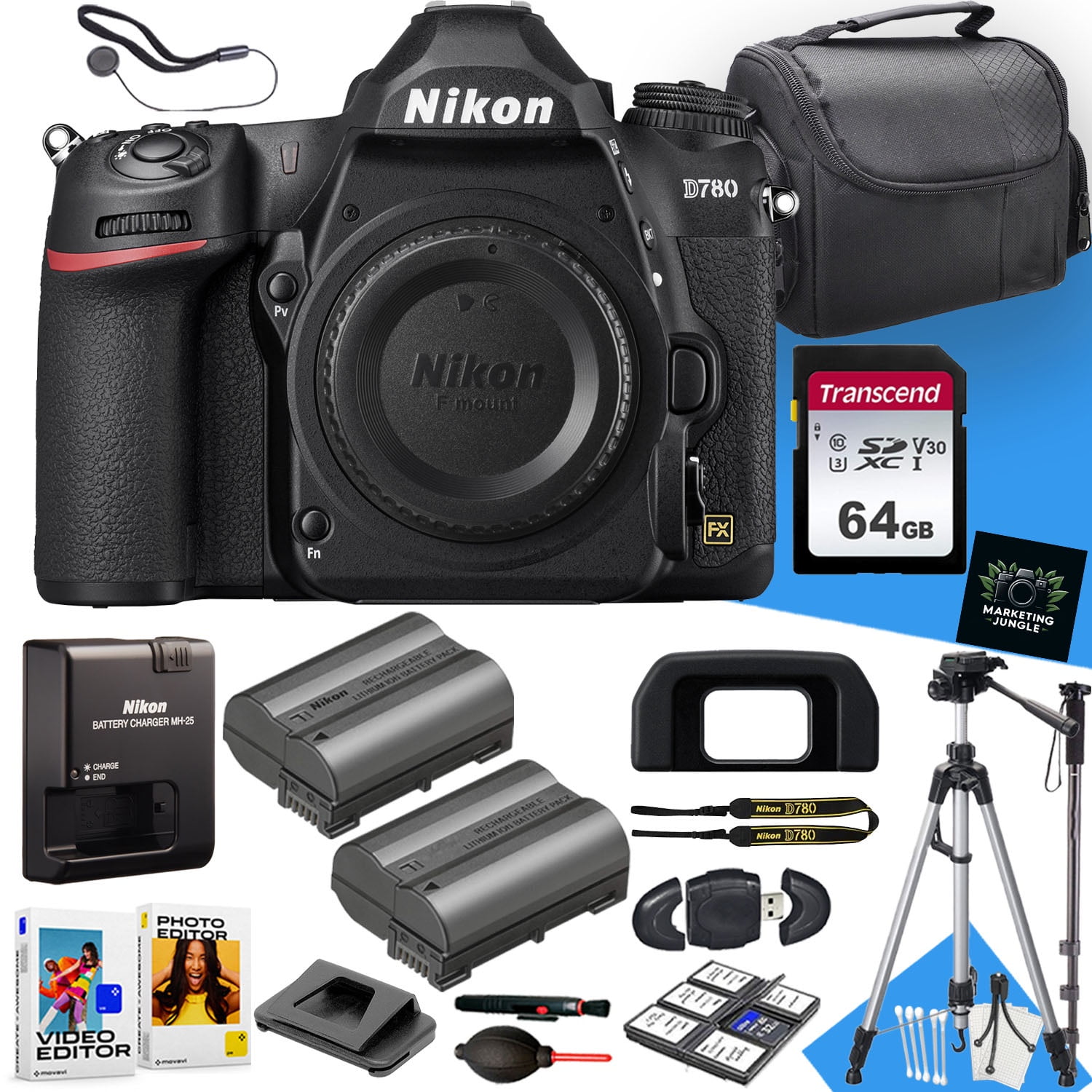 Nikon D780 DSLR Camera (Body Only) + 64 GB Memory + Tripod + Monopod ...