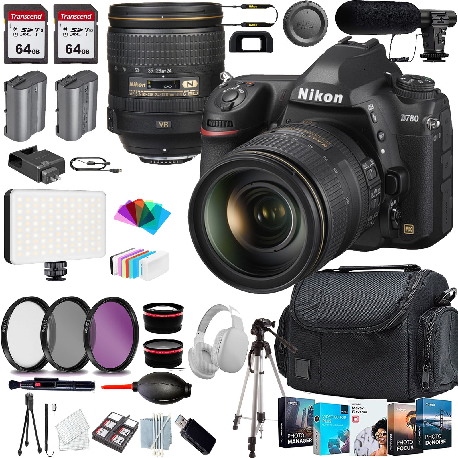 Nikon D780 DSLR Camera Bundle: 24-120mm Lens, Mic, Software, Case ...