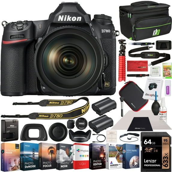 Nikon D780 Full Frame 4K FX DSLR Camera + 24-120mm VR Lens Kit Bundle ...