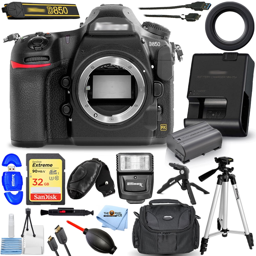 Nikon D850 45.7MP DSLR Camera (Body Only) 1585 - 12PC Accessory Bundle ...
