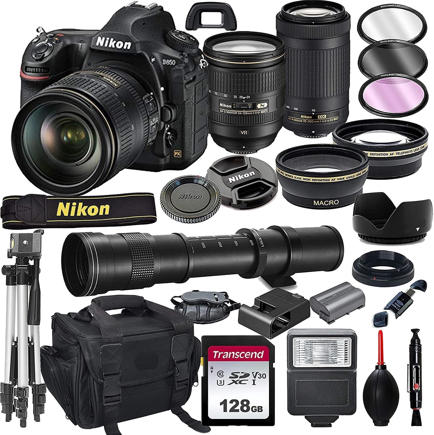 Nikon D850 DSLR Camera with 24-120mm VR and 70-300mm Lens Bundle with ...
