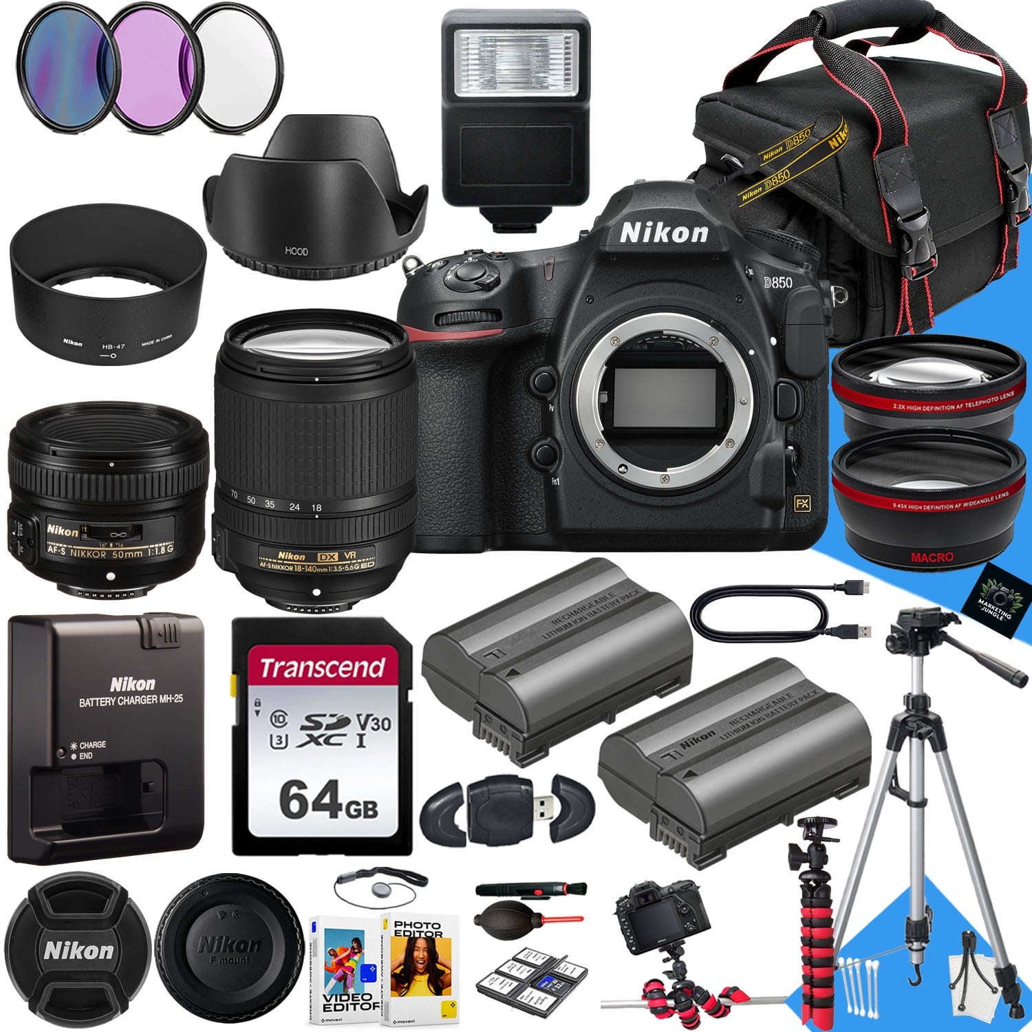 Nikon D850 DSLR Camera with AF-S DX 18-140mm f/3.5-5.6G ED VR Lens And AF-S 50mm f/1.8G Lens ...
