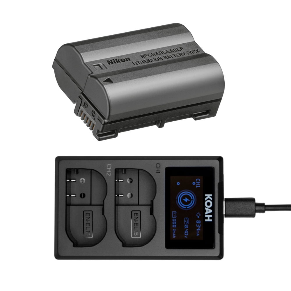 Nikon EN-EL15c Rechargeable Li-ion Battery Bundle with USB-C Charger with LCD Display for Nikon ...